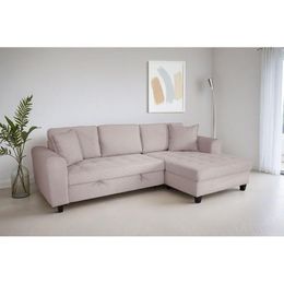 Trends by HG Ecksofa &raquo;Moritz L-Form, B: 265 cm&laquo; mit Schlaffunktion, Bettkasten & Zierkissen beige 92% Polyester;8% Nylon B/H/T: 265cm x 86cm x 150cm, 