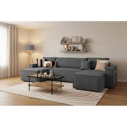 OTTO home Wohnlandschaft &raquo;CASSI L-Form, 311cm - OTTO. Verl&auml;ssliche Qualit&auml;t.&laquo; Schlaffunktion (133/270), Bettkasten, Cord, Unser Tiefpreis grau B/H/T: 