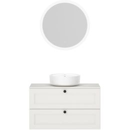 Nobilia Badm&ouml;bel-Set &raquo;Cascada&laquo; Set, inkl. Aufsatzwaschbecken und beleuchtetem Spiegel mit Touch-Sensor, 2 Stk. tlg. B/H/T: 100cmcm x 187cmcm x 