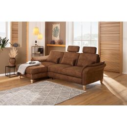 Home Affaire Ecksofa &raquo;Palace L-Form&laquo; incl. Sitztiefenverstellung, wahlweise mit Schlaffunktion und Stauraum braun Struktur fein (100% Polyester);