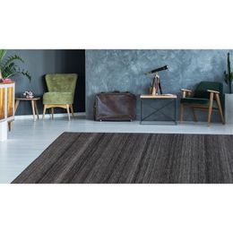 Kayoom Teppich &raquo;Phoenix 210&laquo; rechteckig 6 mm H&ouml;he Dezenter Jacquard-Teppich, Flachflor, Aus pflegeleichten Materialien schwarz Wolle B : 200cm 1 Stk., 6mm, L