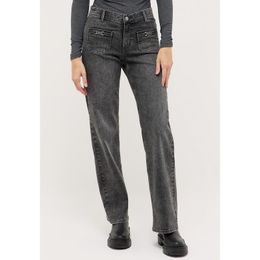 Angels Damen Angels Relax-fit-Jeans &raquo;LIZ SMART BUCKLE&laquo; mit kleinen Schmuckelementen grau 40, L&auml;nge 30