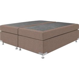 Westfalia Schlafkomfort Boxspringbett &raquo;Holland&laquo; ohne Kopfteil, frei im Raum stellbar beige Strukturstoff (77% Polyester und 23% Viskose) Feinstruktur Kaltschaum-Topper, 