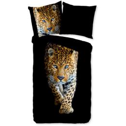 Good Morning Wendebettw&auml;sche &raquo;Bonn&laquo; 2 Stk. Baumwolle, Renforc&eacute;, 135x200, Rei&szlig;verschluss, Wende, Leopard, Schwarz schwarz Renforc&eacute;, Obermaterial: 100% 