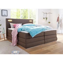 Collection AB Boxspringbett &raquo;Ninoni&laquo; inkl. Bettkasten, Topper und wahlweise mit LED-Beleuchtung braun Holzwerkstoff Struktur (100% Polyester) 