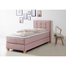 Home Affaire Boxspringbett &raquo;Moulay&laquo; inkl. Topper, in 3 H&auml;rtegraden, TFK auch in H&auml;rtegrad 4 lila Samtstoff, Liegefl&auml;che B/L: 90cm x 200cm Betth&ouml;he: 