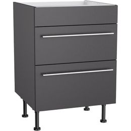 KOCHSTATION Kochfeldumbauschrank &raquo;KS-Bern2&laquo; Breite 60 cm, Kochfeldumbauschrank, 2 Ausz&uuml;gen, 1 feste Blende grau Holzwerkstoff B/H/T: 60cm x 87cm x 