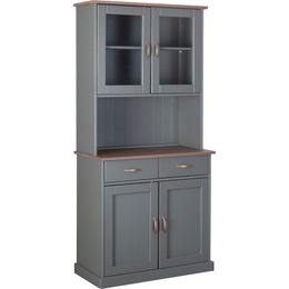 Inter Link Buffet &raquo;Luzerna Kiefer Massivholz, FSC, K&uuml;chenschrank, Vitrinenschrank&laquo; Geschirrschrank im Landhausstil, BxTxH: 90 x 45 x 190 cm MDF, Massivholz, 