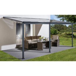Konifera Terrassendach &raquo;Barcelona&laquo; in verschiedenen Gr&ouml;&szlig;en grau Aluminium, Polycarbonat (PC) B/H/T: 495cm x 258cm x 300cm, pulverbeschichtet