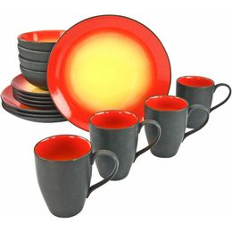 Creatable Kombiservice &raquo;Geschirr-Set HOT&laquo; Service, interessanter Farbverlauf, 16 Teile, f&uuml;r 4 Personen rot Steinzeug 16 Stk.