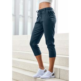Lascana Damen Caprileggings, Gr. 40, blau, Obermaterial: 70% Viskose, 25% Polyamid, 5% Elasthan, unifarben, Hosen, mit seitlichen Taschen, Loungewear