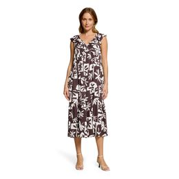 Cartoon Damen Druckkleid "Damen mit Fl&uuml;gel&auml;rmeln", braun, Gr. 44, Obermaterial: 100% Viskose, Kleider