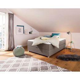 Home Affaire Boxbett &raquo;Alexis&laquo; ohne Kopfteil - ideal f&uuml;r R&auml;ume mit Dachschr&auml;gen; in 4 Breiten braun Struktur fein (100% Polyester) Struktur fein, 