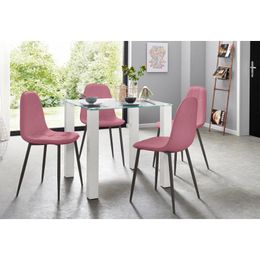 OTTO home Essgruppe Set, 5 Stk. tlg. mit Glastisch, Breite 80 cm rosa B/H/T: 80cm