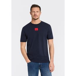 Hugo Herren T-Shirt "Diragolino", blau, Gr. L, unifarben, Single Jersey, Obermaterial: 100% Baumwolle, Shirts, Rundhalsausschnitt, Regular Fit,
