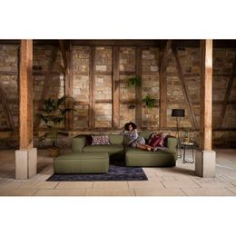 W.Schillig Ecksofa &raquo;around-the-block Mega-Sofa & Hocker, viel Platz, Breite 300cm, L-Form&laquo; inklusive Hocker, mit eleganter Biese, mit Federkern gr&uuml;n 