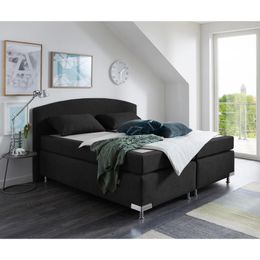 Westfalia Schlafkomfort Boxspringbett &raquo;Amsterdam in den Breiten 160x200, 180x200cm & 200x200cm&laquo; Optional mit Topper schwarz mit Topper, Liegefl&auml;che B/L: 200cm x 200cm, 