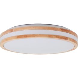 Brilliant Deckenleuchte &raquo;Laskos&laquo; 1 Stk. Warmwei&szlig; mit Holzrahmen, &Oslash; 38 cm, 2200 lm, 3000 K, Holz/Kunststoff wei&szlig; 1, &Oslash; 38cm H: 9cm, 1 Stk.