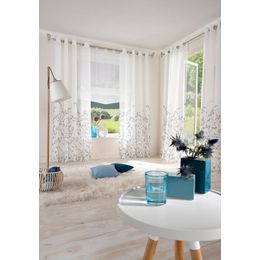 Gardine OTTO HOME, B:140cm H:175cm, grau, Polyester, Wohnzimmer, Gardinen, "Yalinga", Vorhang, Fertiggardine, transparent