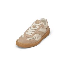 Marc O'Polo MARC O'POLO Damen Sneaker "aus edlem Rindleder mit H&auml;keleins&auml;tzen", Gr. 37, beige, Obermaterial: 50% Leder, 25% Baumwolle, 25% Polyester, unifarben,