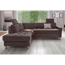 Sit & More sit&more Ecksofa &raquo;Pablo L-Form&laquo; wahlweise mit Schlaffunktion braun Struktur fein (100% Polyester);Struktur (100% Polyester) B/H/T: 233cm x 78cm x 