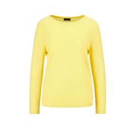 GOLDNER Damen Strickpullover "Kurzgr&ouml;&szlig;e Feinstrickshirt mit U-Boot-Ausschnitt", gelb, Gr. 19, Obermaterial: 100% Kaschmir WS., Pullover, keine/nicht