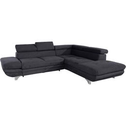 COTTA Ecksofa &raquo;Enterprise L-Form&laquo; mit Arm- & Kopfteilverstellung, wahlweise mit Schlaffunktion schwarz Struktur (100% Polyester );Chenille (90% 