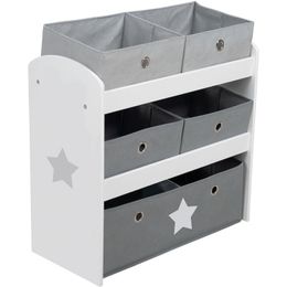 Roba Kinderregal &raquo;Stars, grau&laquo; inklusive 5 Stoffboxen in 2 Gr&ouml;&szlig;en grau MDF B/H/T: 64cm x 67cm x 30cm, offene F&auml;cher