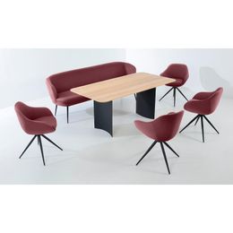 K+w Komfort & Wohnen K+W Komfort & Wohnen Essgruppe &raquo;ZOOM&laquo; abgerundete Essgruppe mit Solobank, 4 Sesseln und 1 Tisch rot Leder Longlife BRONCO