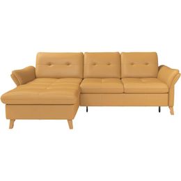 Sit & More sit&more Ecksofa &raquo;G&ouml;teborg&laquo; Sitztiefenverstellung und Federkern, wahlweise mit Bettfunktion gelb B/H/T: 268cm x 90cm x 176cm, NaturLEDER Stoff, 