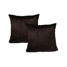 JACK 2er Set Teddy Flausch Kissenh&uuml;lle Kissenbezug in Braun | Gr.: 50x30-cm