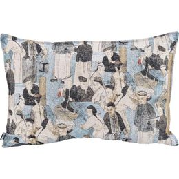 HOCK Dekokissen &raquo;Ichiba&laquo; mit asiatischem Menschenmotiv, Kissenh&uuml;lle mit F&uuml;llung, 1 St&uuml;ck blau Baumwolle, Polyester B/L: 40cm x 60cm, 1 Stk.