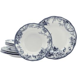 Creatable Tafelservice &raquo;Adelaide, Service 8-tlg.&laquo; Teller Set, Nostalgischer Vintage Dekor, Elegante Form blau Porzellan 8