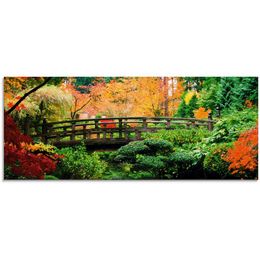 Artland Glasbild &raquo;Eine Br&uuml;cke im japanischen Garten&laquo; Br&uuml;cken 1 Stk. tlg. in verschiedenen Gr&ouml;&szlig;en gr&uuml;n B/H/T: 125cm x 50cm, Glasbild Br&uuml;cken, 1 Stk.