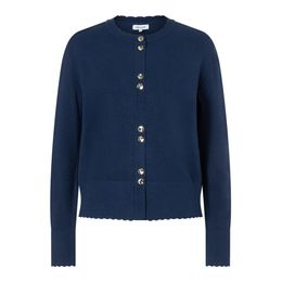 More & More More & More feine, elegante Strickjacke, Zierkante in classic blue | Gr.: 46