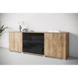 OTTO home Lowboard &raquo;Kenia&laquo; 1 Stk. tlg. 2 T&uuml;ren, 2 Schubladen, Breite 180 cm, h&ouml;henverstellbare Einlegeb&ouml;den schwarz Hartfaserplatte, Holzwerkstoff, 