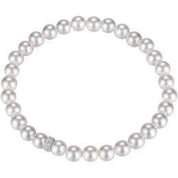 Firetti Damen Perlenarmband &raquo;Schmuck Geschenk Silber 925 Armschmuck Armkette Rondell&laquo; mit Zirkonia (synth.), mit Amazonit- oder Muschelperlen wei&szlig; 