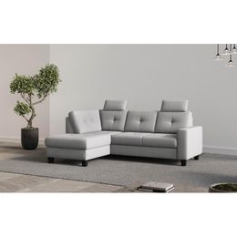 OTTO home Ecksofa &raquo;Varese&laquo; wahlweise mit Schlaffunktion und Bettkasten grau 95%Polyester 5%Polyamid B/H/T: 226cm x 91cm x 170cm, Flachgewebe LINO, 