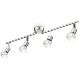 B.K.LICHT Deckenleuchte GU10 1 Stk. 4-flammig, LED Deckenlampe, dreh- schwenkbar, neutralwei&szlig;, matt-nickel grau 4, H: 10,5cm, 1 Stk.