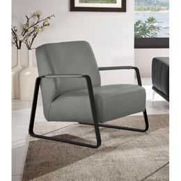 W.Schillig Cocktailsessel &raquo;quadroo Loungesessel,&laquo; mit bezogenen Armlehnen, Gestell in Schwarz pulverbeschichtet grau Velourgewebe V41 (100% Polyester)