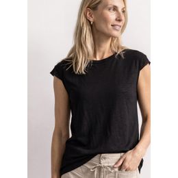 Street One Damen T-Shirt, schwarz, Gr. 44, unifarben, Web, 50% Baumwolle, 50% Modal, Shirts, mit Rundhalsausschnitt