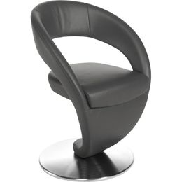 K+w Komfort & Wohnen K+W Komfort & Wohnen Esszimmerstuhl &raquo;Wave, Drehstuhl, Polsterstuhl&laquo; () Design-Drehstuhl, Drehteller in Edelstahloptik grau Bronco: Nappaleder 