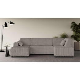 Home Affaire Wohnlandschaft &raquo;TAMMO&laquo; U-Form grau 100% Polyester B/H/T: 296cm x 80cm x 162cm, Cord, Recamiere links