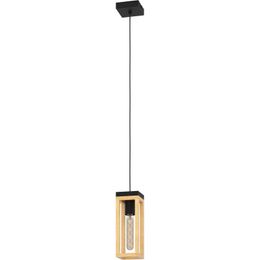 Eglo H&auml;ngeleuchte &raquo;NAFFERTON&laquo; E27 1 Stk. H&auml;ngeleuchte in schwarz und braun aus Stahl, Holz - exkl. E27 - 40W braun H: 110cm, 1 Stk.