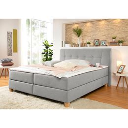 Home Affaire Boxspringbett &raquo;Calloway&laquo; inkl. Topper, XXL-Ausf&uuml;hrung, in 4 Farben, 5 Breiten, 3 Matratzenarten grau Struktur (100% Polyester), 