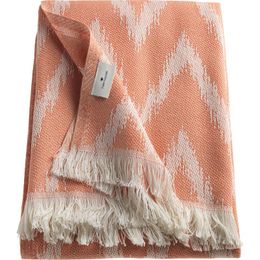 Tom Tailor HOME Wohndecke &raquo;Zig Zag&laquo; mit feinem Fransenabschluss, Kuscheldecke orange Baumwolle, Polyacryl B/L: 140cm x 180cm