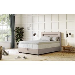 COTTA Boxbett &raquo;Kelly&laquo; ausgestattet mit LED-Licht, inkl. Bettkasten beige 100% Polyester Flachgewebe LEINENOPTIK, Liegefl&auml;che B/L: 120cm x 200cm, H3, 5