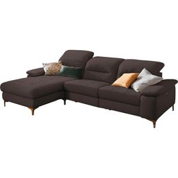 Home Affaire Ecksofa &raquo;Basel L-Form&laquo; mit vollmotorischer Relaxfunktion und motorischer Recamiere braun Luxus-Mikrofaser Lederoptik: 100% Polyester, ;