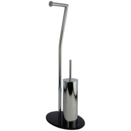 M&ouml;ve Toilettenpapierhalter &raquo;Stand&laquo; mit hochwertig verchromtem Toilettenpapierhalter silber Edelstahl, Glas gl&auml;nzend