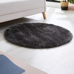 LUXOR living Hochflor-Teppich &raquo;Gela&laquo; rund 45 mm H&ouml;he Uni Farben, weich und flauschig, ideal im Wohnzimmer & Schlafzimmer grau Polyester &Oslash; 100cm 1 Stk.